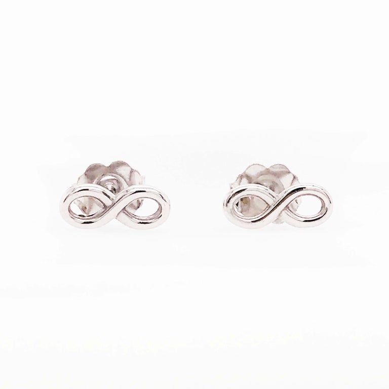Infinity Earring Studs in 14 Karat Gold, White Gold Figure 8 Infinity ...