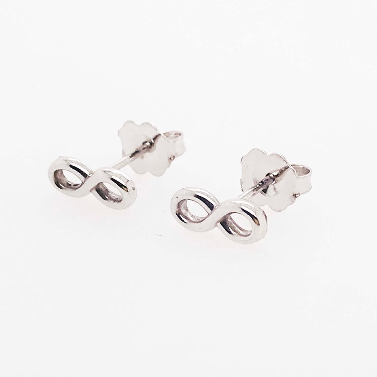 Infinity Earring Studs in 14 Karat Gold, White Gold Figure 8 Infinity ...