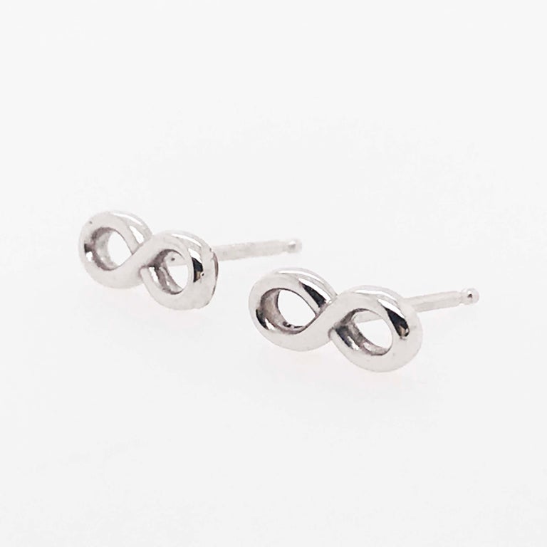 Infinity Earring Studs in 14 Karat Gold, White Gold Figure 8 Infinity ...