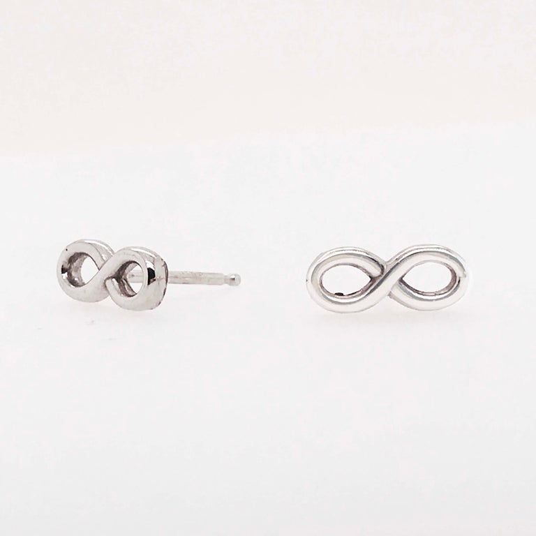 Infinity Earring Studs in 14 Karat Gold, White Gold Figure 8 Infinity ...