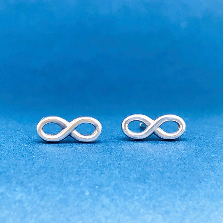 Infinity Earring Studs in 14 Karat Gold, White Gold Figure 8 Infinity ...