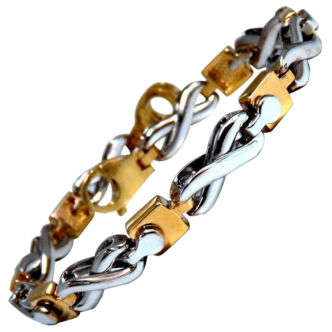 Jean Vitau 18 Karat Yellow Gold Infinity Link Bracelet For Sale at 1stDibs