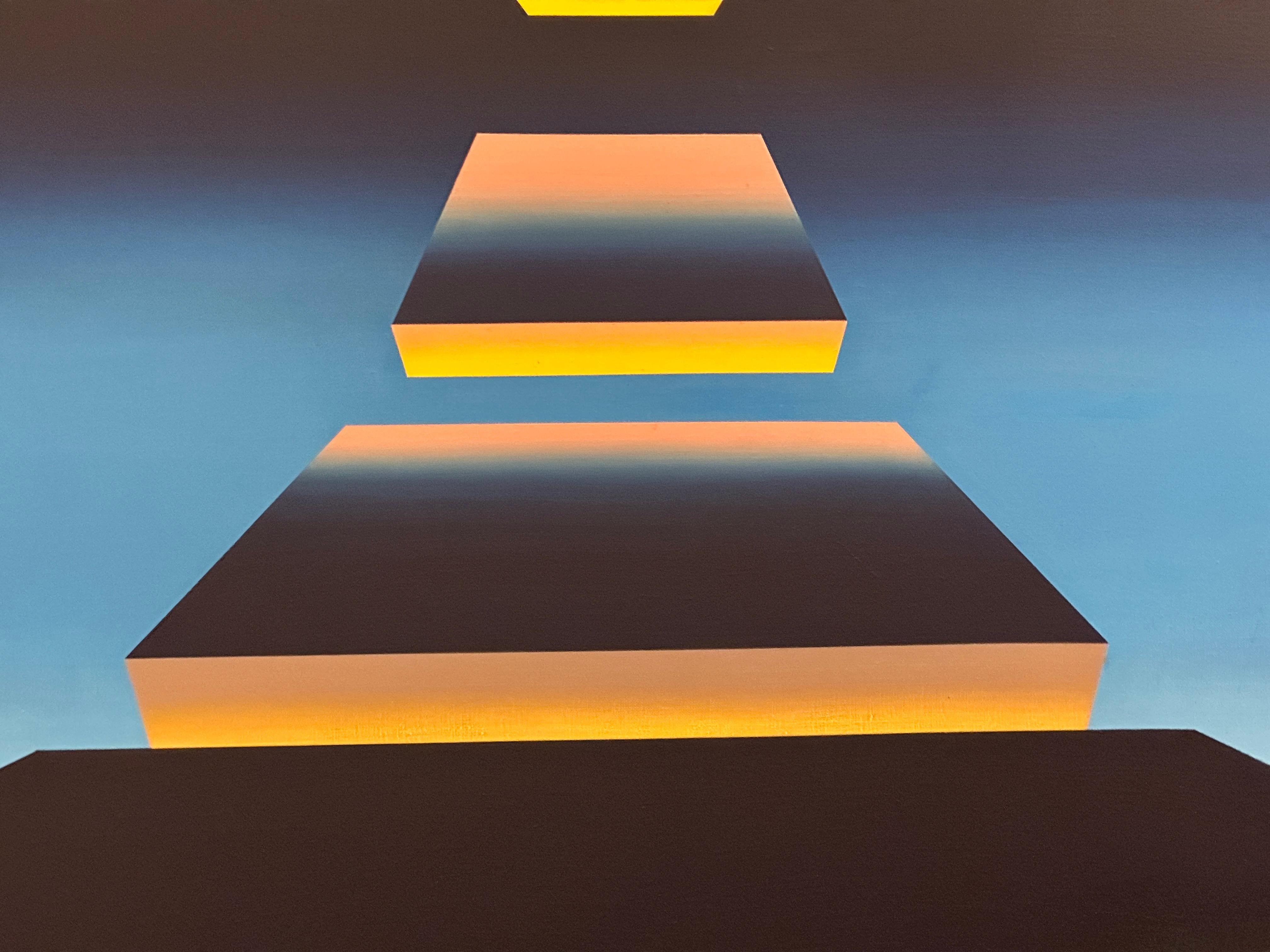 "Infinity Ramp" Large Blue, Yellow and Pink Geometric Abstract Acrylic ...