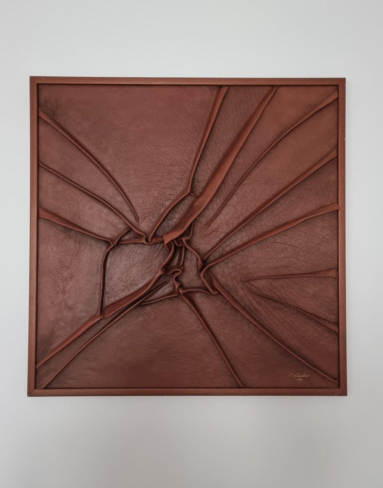 Ing-Marie Linder, wall art / relief in leather, Post-Modern Sweden For ...