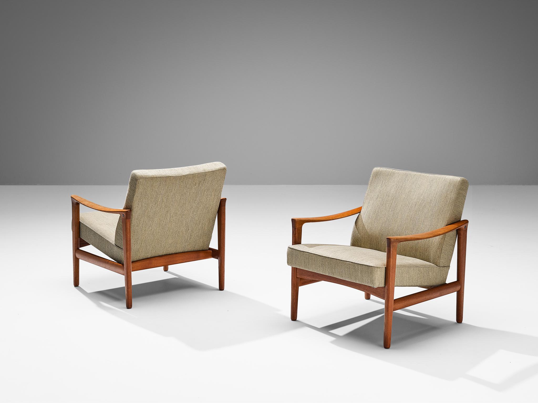 Inge Andersson Pair of 'Oslo' Armchairs in Teak and Off-White ...