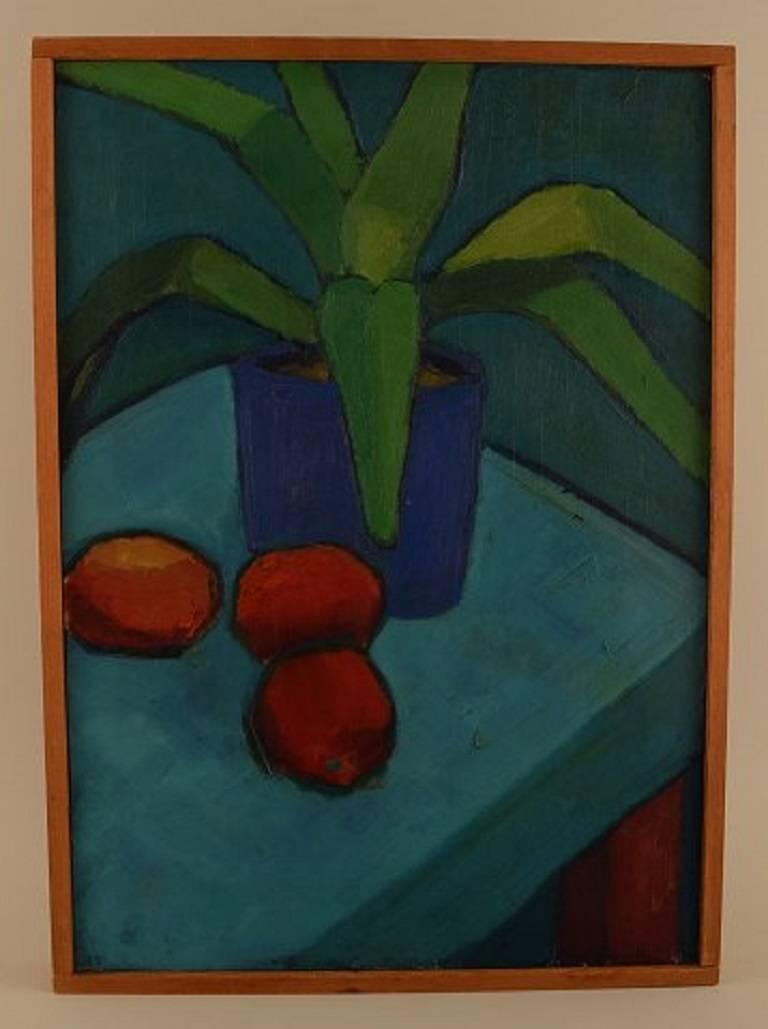 Inger Hofmeister, Listed Danish Artist, 1979 Oil on Board, Still Life ...