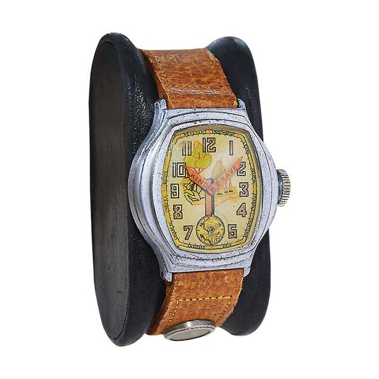 Ingersoll Rare, Art Deco Boy Scout Watch with Original Compass Strap ...
