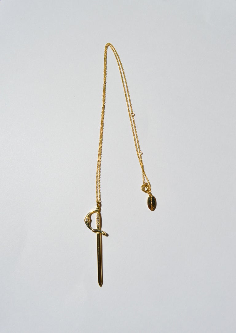 Ingram Cecil 14 Karat Gold Diamond Cocktail Sword Pendant Necklace For ...