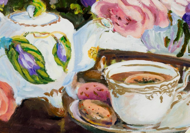 Ingrid Dohm - Afternoon Tea, Original Signed Impressionist Still Life ...