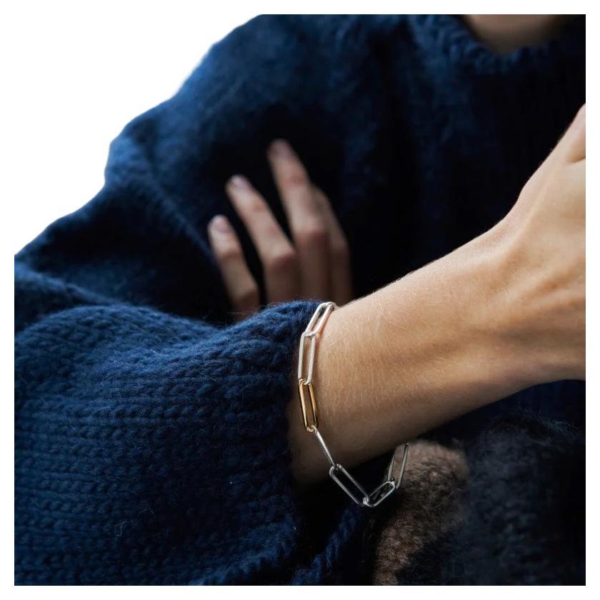 INHALING HIM LARGE Bracelet - sterling silver, 1 gold link For Sale at ...