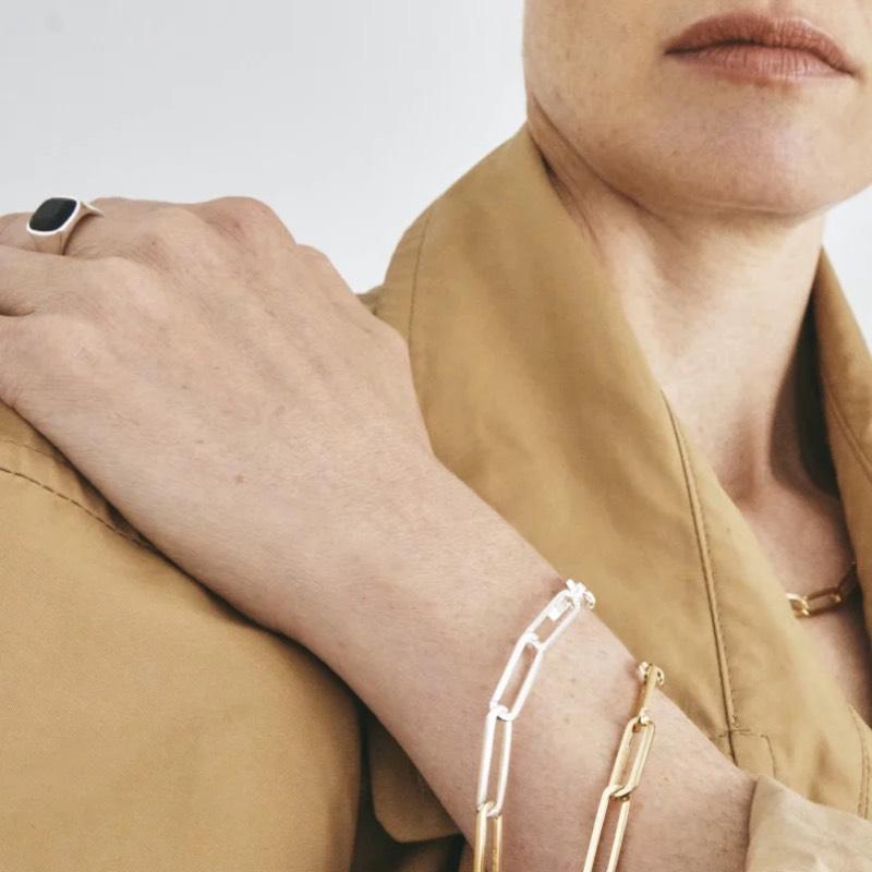 INHALING HIM SMALL Bracelet - sterling silver, 1 gold link For Sale at ...