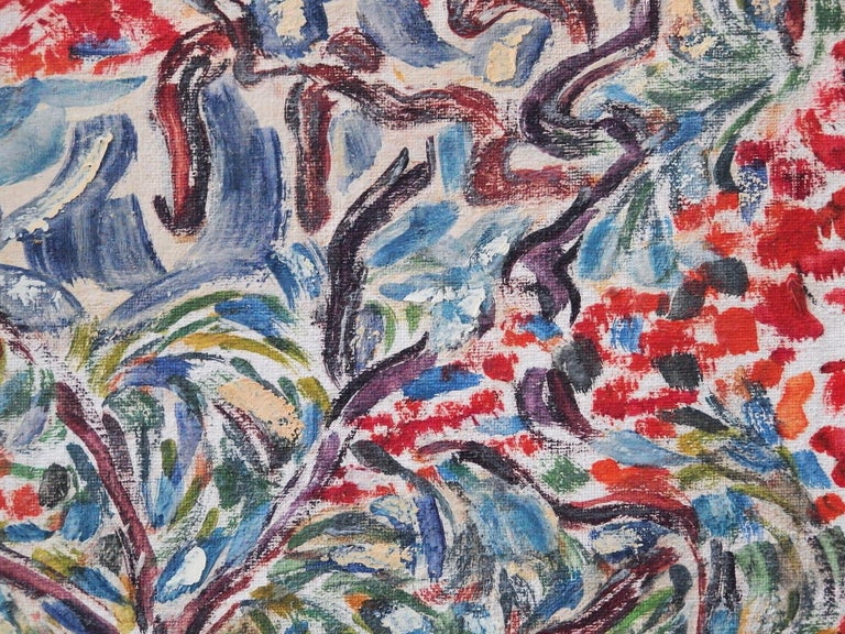 Inji Efflatoun - Trees in Blossom in Egypt - Oil painting - Signed ...