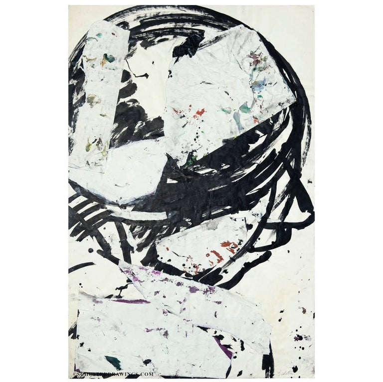 Abstract Ink, Paper Collage Head 3 from Sylvia Schuster For Sale at 1stDibs