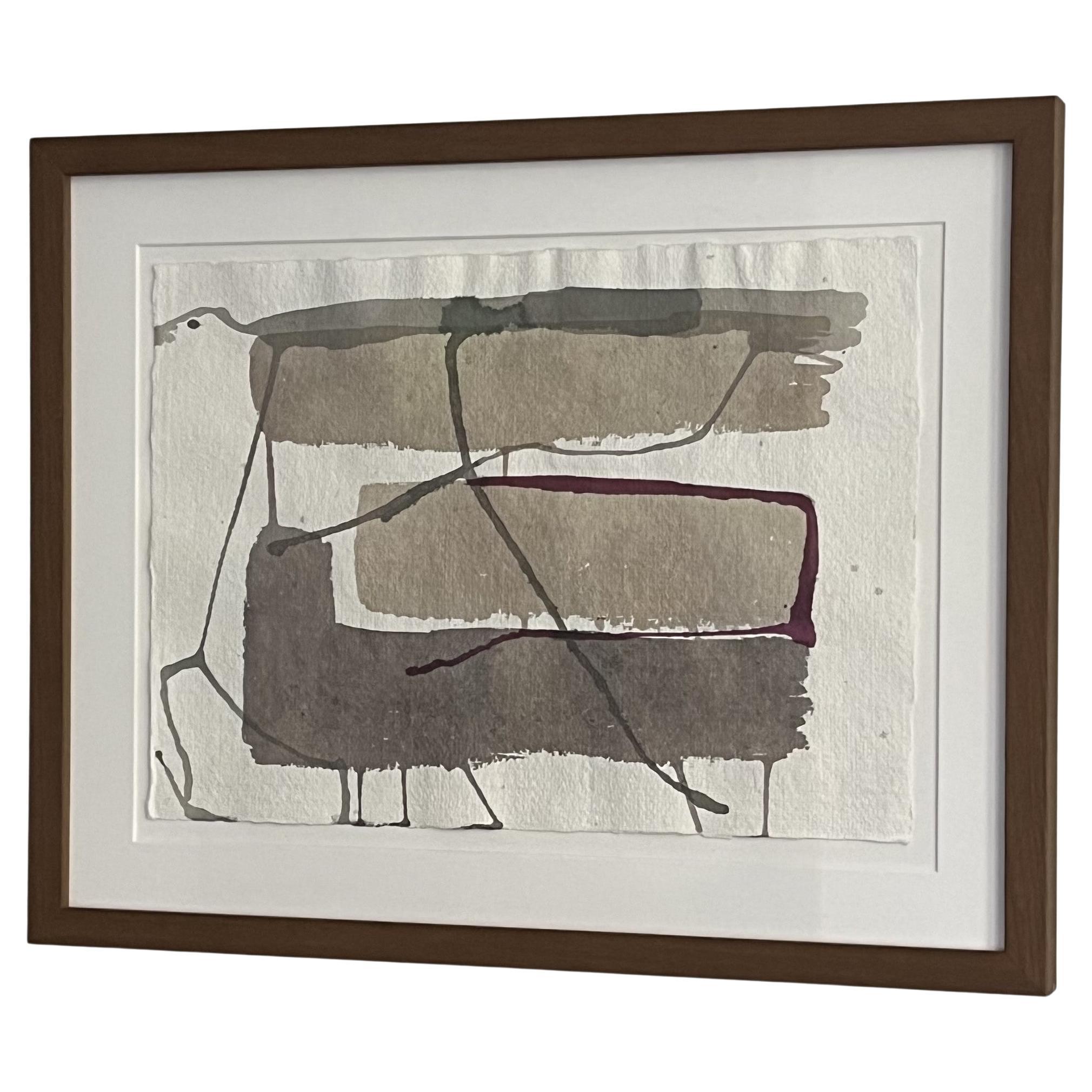 Ink drawing on japanese paper by BAS - Framed For Sale at 1stDibs