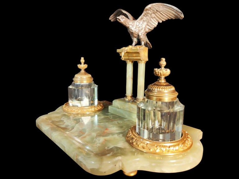 Inkwell Onyx France-Russia, 19th Century For Sale at 1stDibs