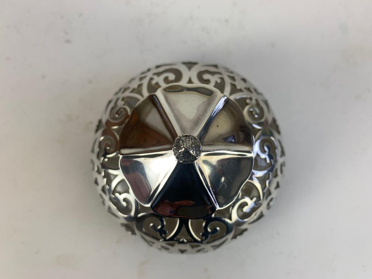 Inkwell with Silver Top and Silver Overlay For Sale at 1stDibs