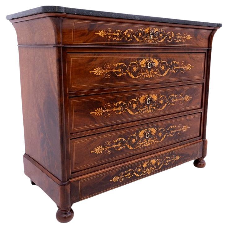 Antique inlaid chest of drawers, France, around 1850. After renovation ...