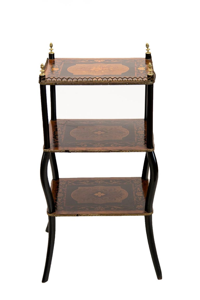 Inlaid English Three-Tier Table at 1stDibs