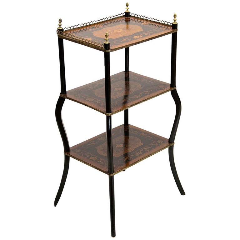 Inlaid English Three-Tier Table at 1stDibs