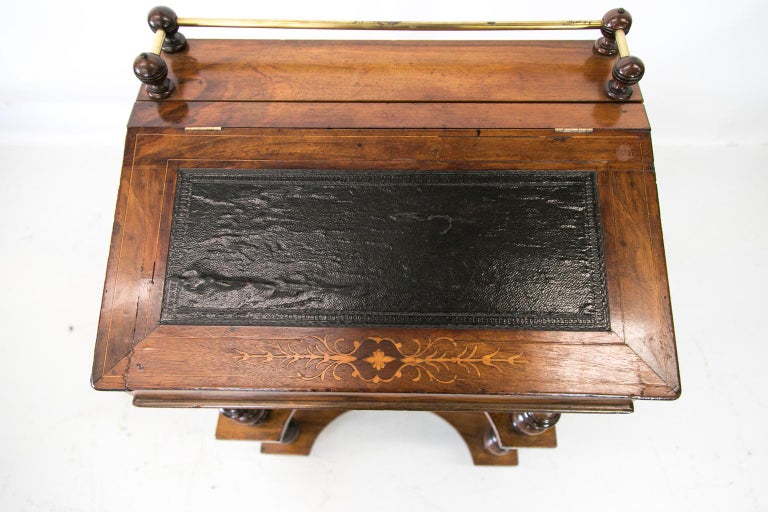 Inlaid English Walnut Slant Top Desk For Sale at 1stDibs