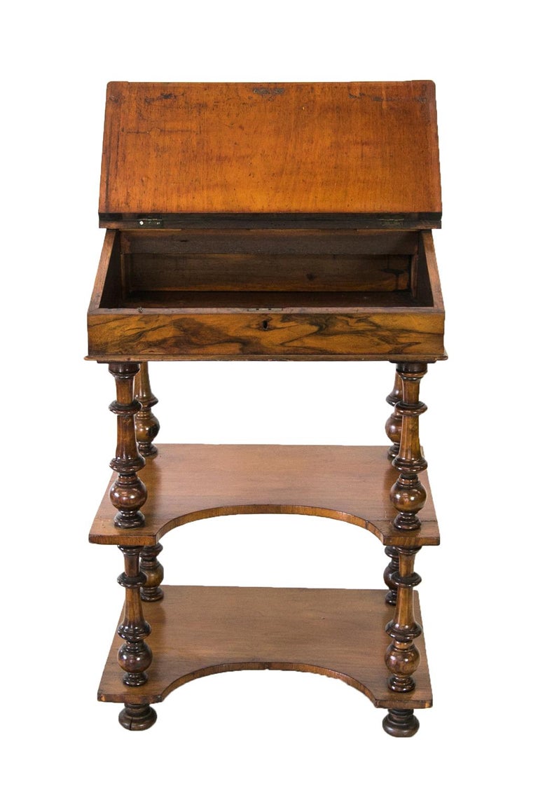 Inlaid English Walnut Slant Top Desk For Sale at 1stDibs