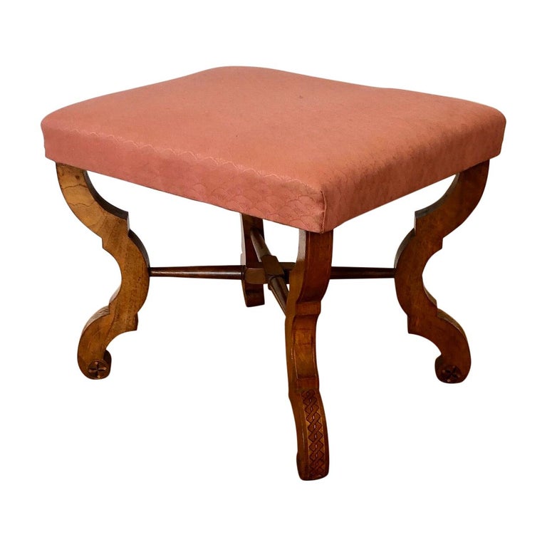 Inlaid German Biedermeier Stool / Bench at 1stDibs
