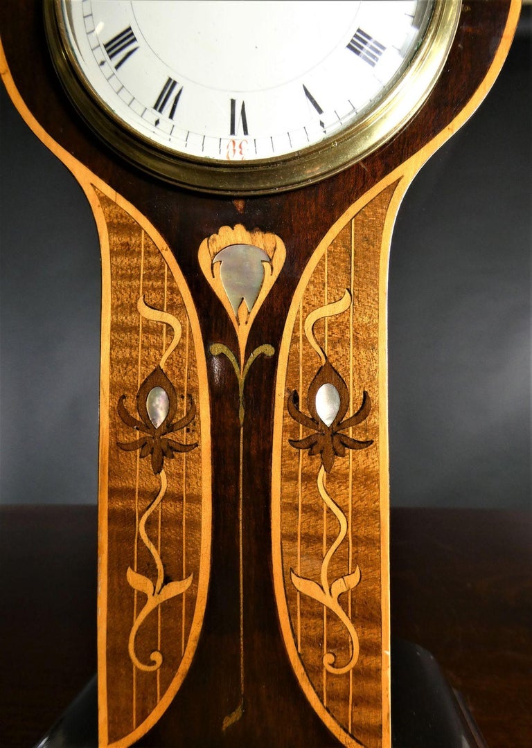 Inlaid Mahogany Balloon Mantel Clock For Sale at 1stDibs