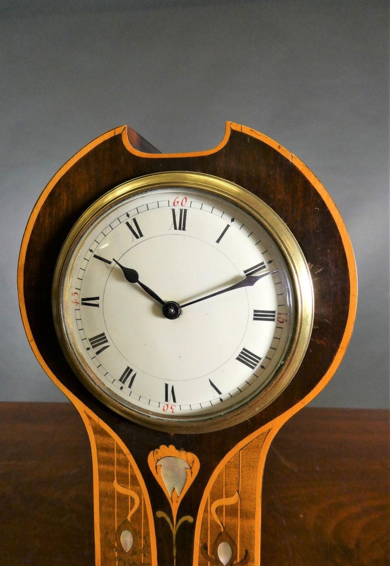 Inlaid Mahogany Balloon Mantel Clock For Sale at 1stDibs
