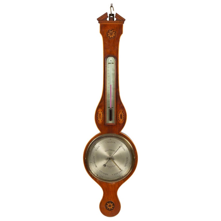 Inlaid Mahogany Barometer, with Silvered Dial, Signed Vecchio and Co ...