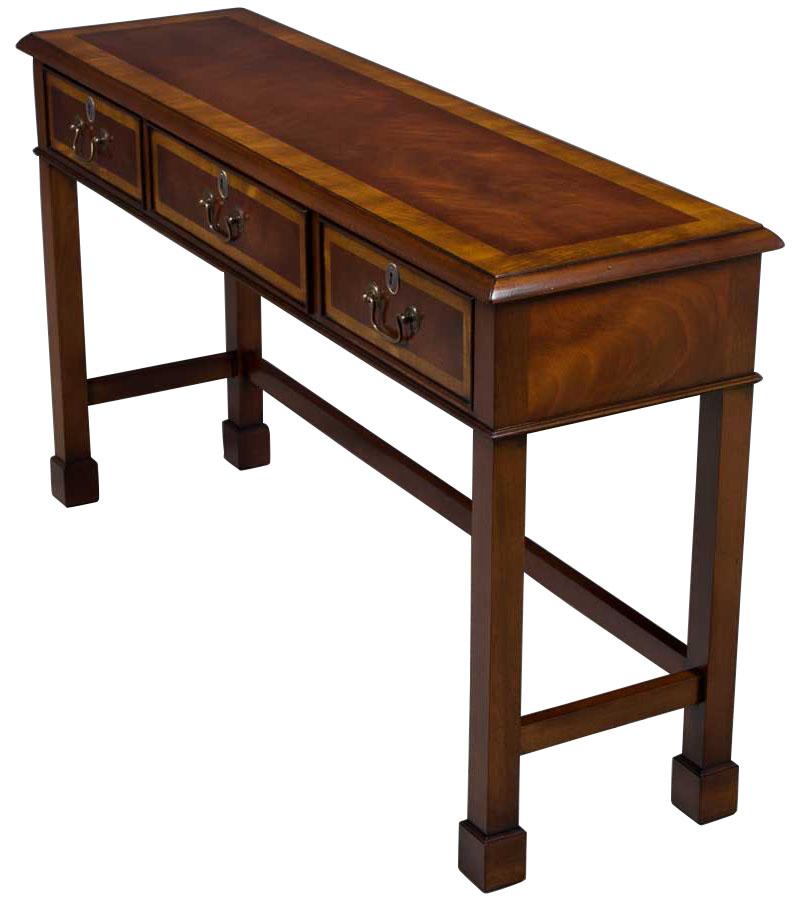 Inlaid Mahogany Narrow Three-Drawer Chippendale Style Sofa Table ...