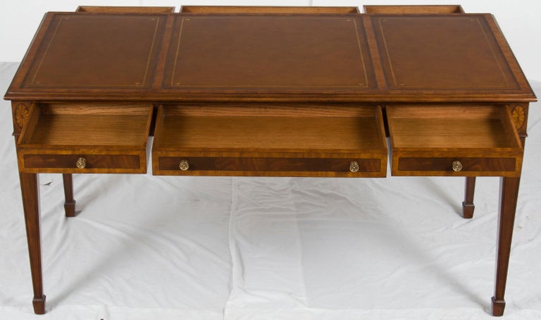 Inlaid Mahogany Sheraton Style Partners Writing Desk Library Table ...