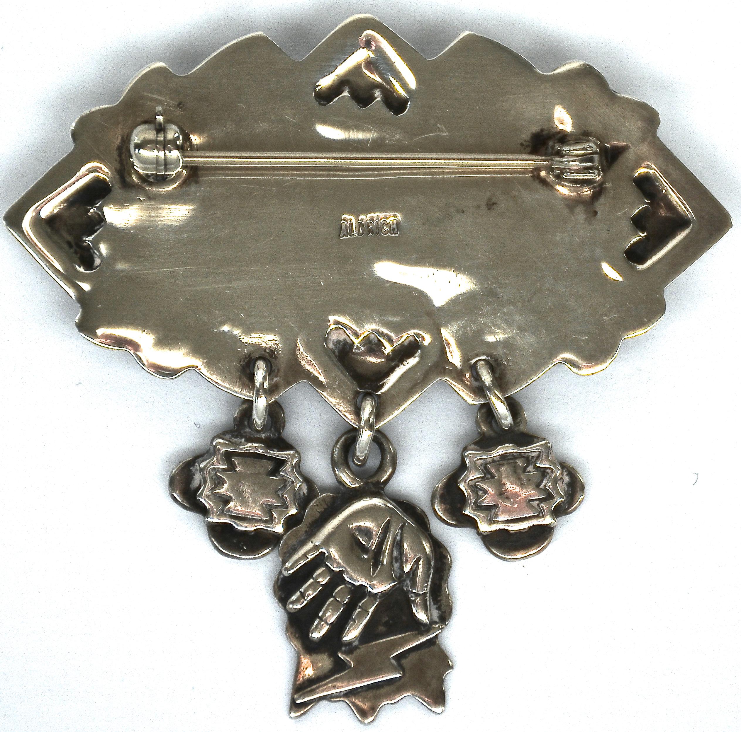 Inlaid Multi-Gemstone Sterling Silver Pin by Benny and Valerie Aldrich ...