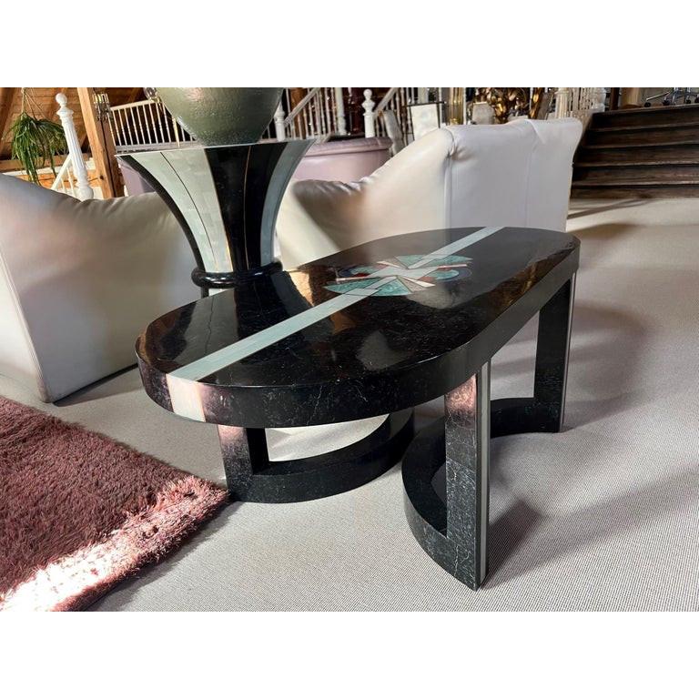 Inlaid Natural Stone Coffee Table Art Deco Style, 1980s For Sale at 1stDibs
