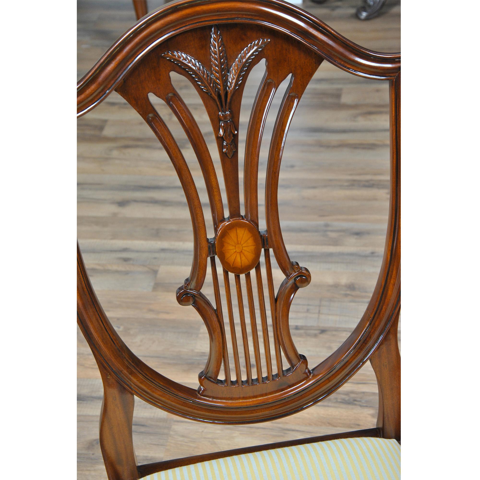 Inlaid Shield Back Chairs, Set of 10 For Sale at 1stDibs