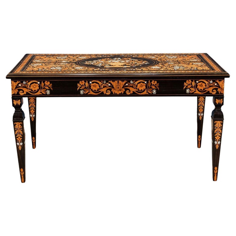 Inlaid Table Attr. to Luigi and Angiolo Falcini Chestnut, Italy XIX ...