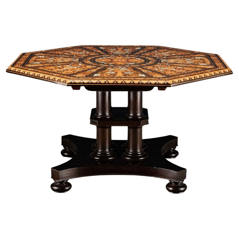 Inlaid Table Attr. to Luigi and Angiolo Falcini Walnut, Italy XIX ...