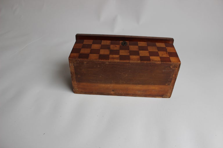 Inlaid Wood Checker Box For Sale at 1stDibs