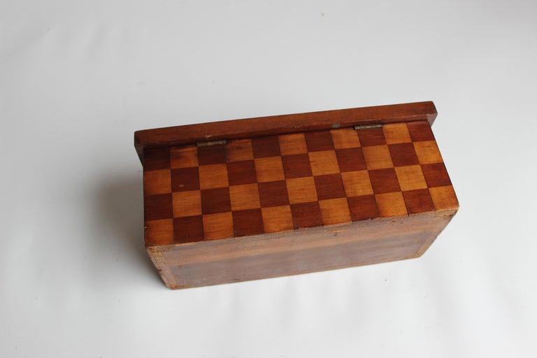 Inlaid Wood Checker Box For Sale at 1stDibs
