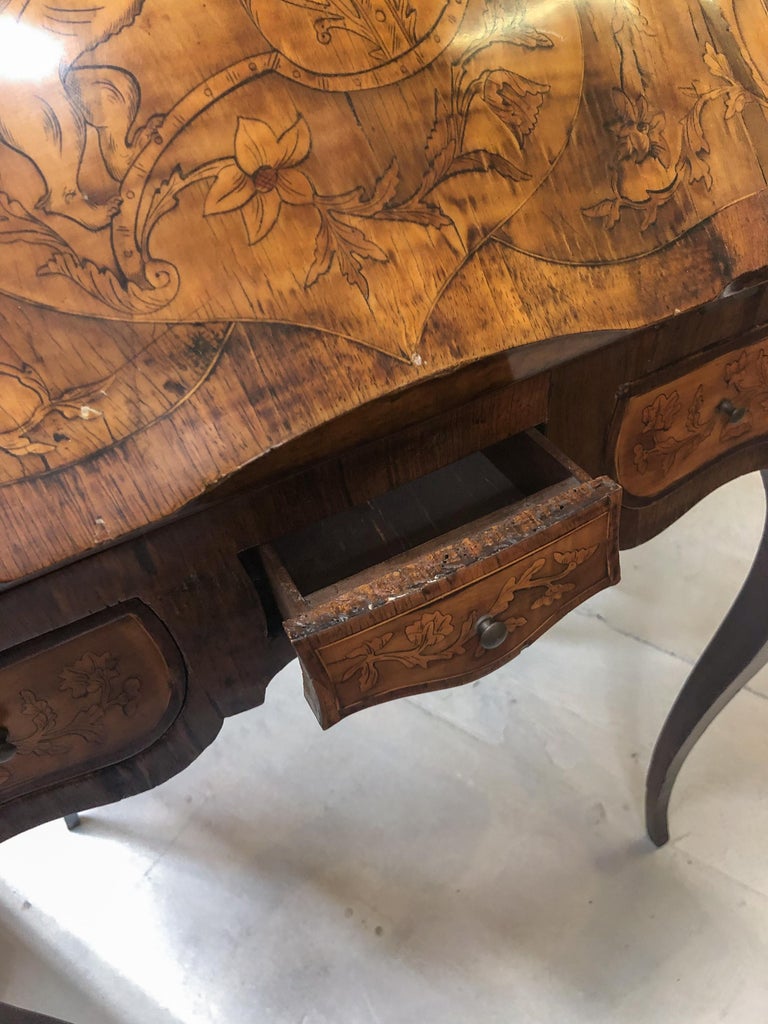 Inlay Marquetry Bombay Desk / Secretary For Sale at 1stDibs