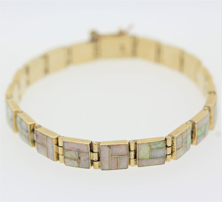 Inlay Opal Gold Bracelet at 1stDibs