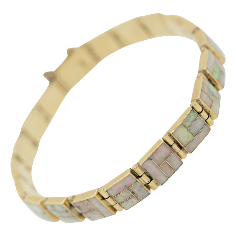 Inlay Opal Gold Bracelet at 1stDibs