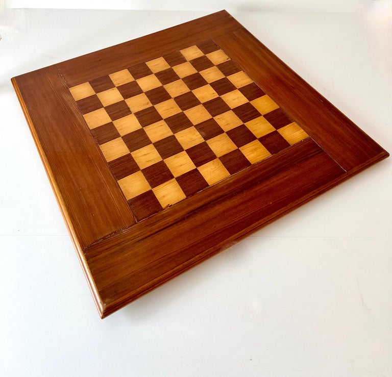 Inlay Wood Chess or Checker Board with Wide Wooden Perimeter and Felt ...