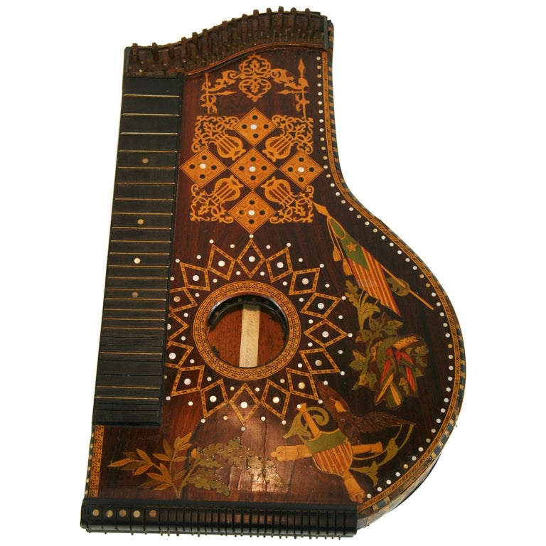 Inlayed String Instrument as Ornamentation/Sculpture at 1stDibs