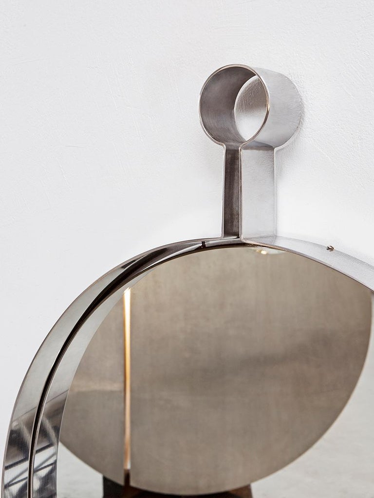 Inox Steel Circle Mirror from 1970s at 1stDibs