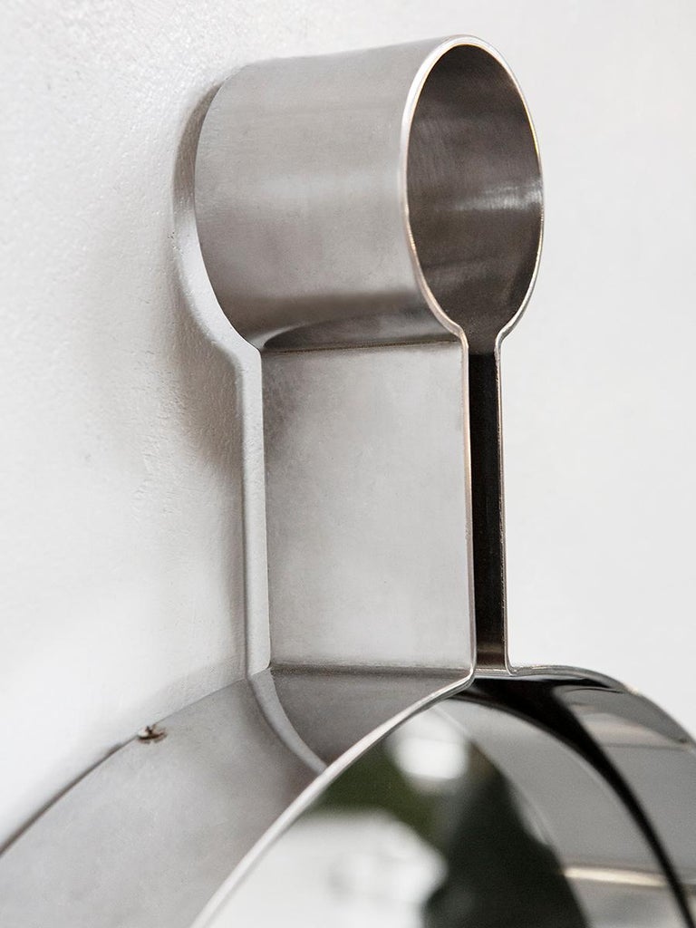 Inox Steel Circle Mirror from 1970s at 1stDibs