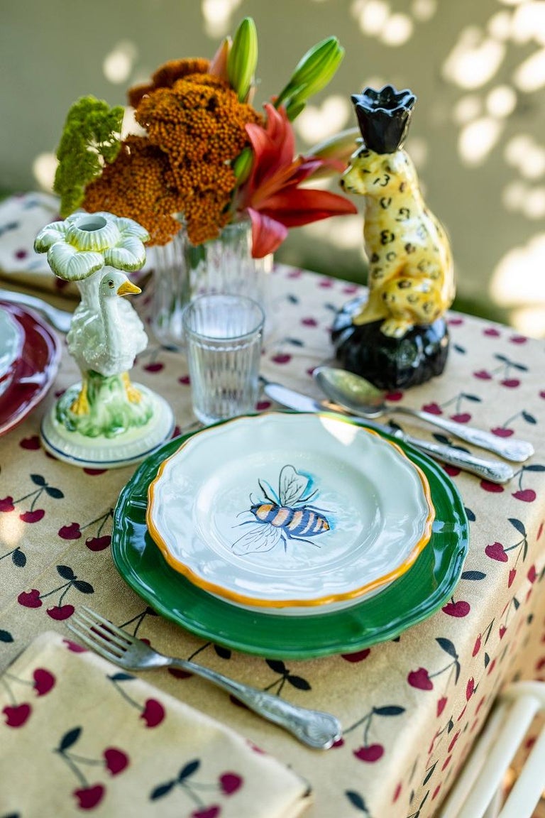 Insect Handpainted Ceramic Dinner Plates Bee For Sale at 1stDibs