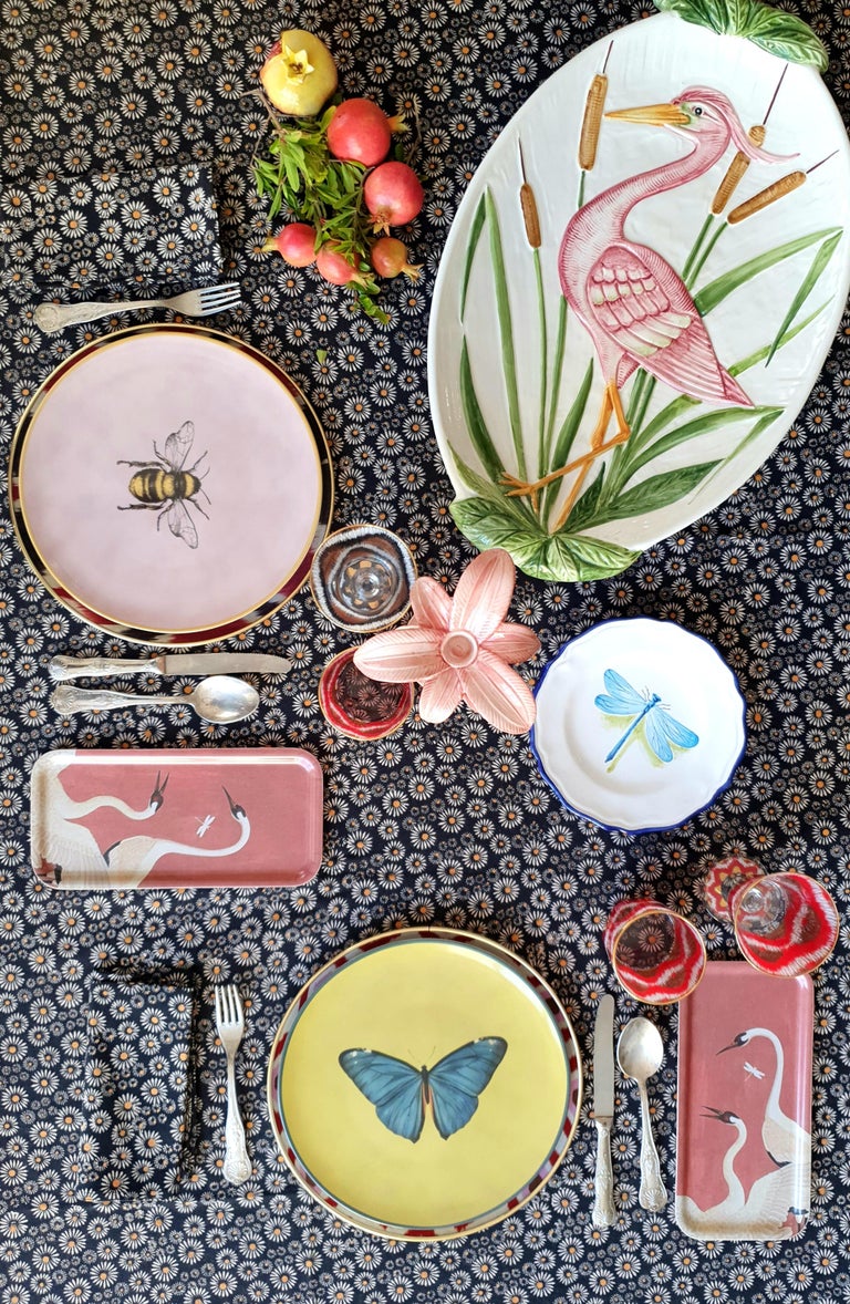 Insect Porcelain Dinner Plates Butterfly For Sale at 1stDibs