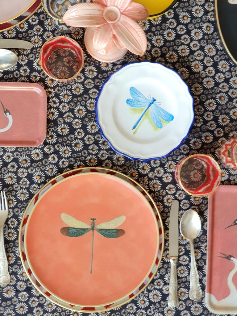 Insect Set of 4 Porcelain Dessert Plates For Sale at 1stDibs