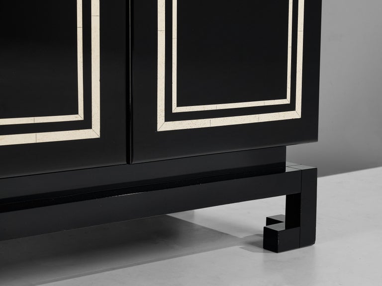 Inspired Paco Rabanne Cabinet in Lacquered Wood and Faux Ivory at 1stDibs