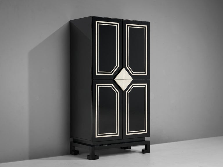 Inspired Paco Rabanne Cabinet in Lacquered Wood and Faux Ivory at 1stDibs
